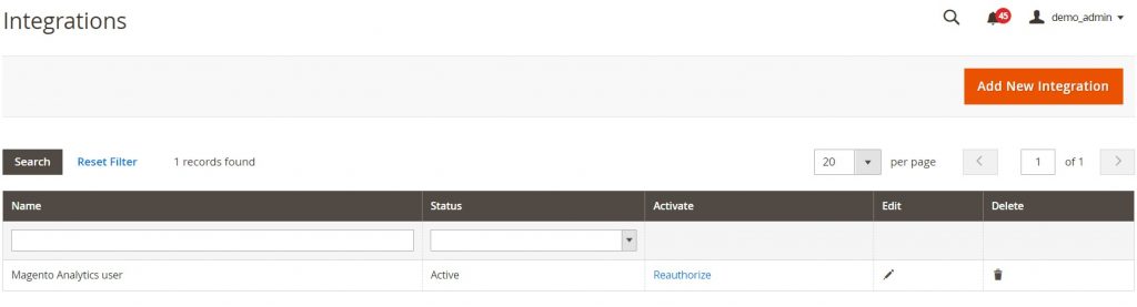 Exploring Magento 2 Backend: Extensions -> Integrations | FireBear