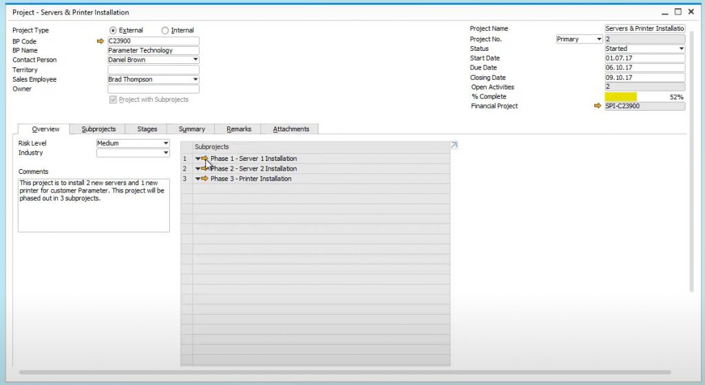 SAP Business One In-Depth Review: Project Management Module (Projects ...