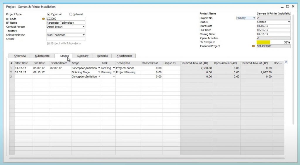 SAP Business One In-Depth Review: Project Management Module (Projects ...
